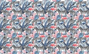 Fototapeta - Mozaika - zebra a plameňák (152,5x104 cm)