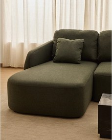 Tmavě zelená žinylková rozkládací rohová pohovka (levý roh/s lenoškou) Laira – Kave Home