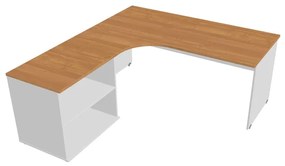Sestava stolu a skříně pravá 180 cm - Hobis Gate GE 1800 60 H P Dekor stolové desky: olše, Dekor lamino podnože: bílá