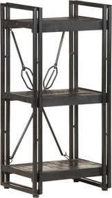 Knihovna se 3 policemi černá 40 x 30 x 80 cm masivní mangovník 320625