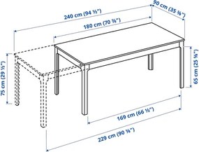 EKEDALEN Rozkládací stůl, dub, 180/240x90 cm