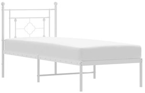 Kovový rám postele s čelem bílý 75 x 190 cm