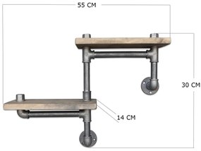 Nástěnná police BORURAF 30x55 cm smrk