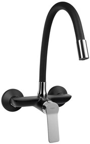 Aqualine Aqualine, SINTRA nástěnná baterie 3/4", flexibilní ramínko, černá mat/chrom, SX013-70