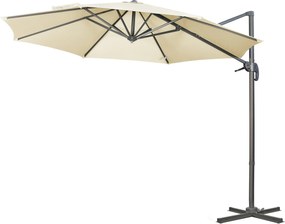 Zahradní slunečník Outsunny Ø300x250 cm s Eccentrickým hliníkovým rámem, naklápěcí mechanismus, rotace 360°, se stabilním podstavcem, krémový | Aosom