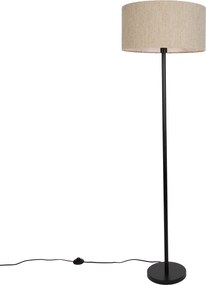Moderne vloerlamp zwart met beige bouclé kap 50cm - Simplo