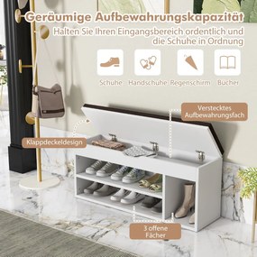 Costway Botník lavice se sedákem a úložným prostorem botník dřevěná, šedá