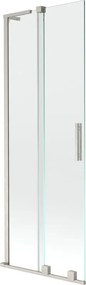 Mexen Velar L, 2-křídlová posuvná vanová zástěna 75 x 150 cm, 8mm čiré sklo, broušená ocel, 896-075-003-01-97