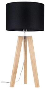 BRITOP Stolní lampa LOTTA, 1xE27, v. 65 cm Barva stínidla: Černá látka, Barva podstavy: Dubové dřevo