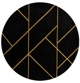 Dywany Łuszczów, Kusový koberec Emerald geometric 1012 black and gold kruh, 120x120 (průměr) kruh, černá, chodba / předsíň