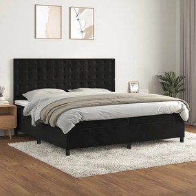 Box spring postel s matrací černá 200x200 cm samet 3143285