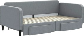 Válenda s přistýlkou a zásuvkami světle šedá 100x190 cm textil 3196895