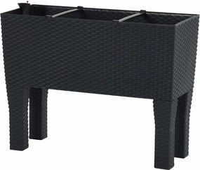 Vyvýšený záhon antracitový 60 x 25 x 46 cm PP ratan 152208