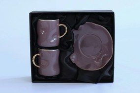 Fialové porcelánové šálky espresso s podšálkem 2ks