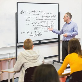 Costway Oboustranná mobilní tabule s mřížkovým vzorem a stojanem a – černý