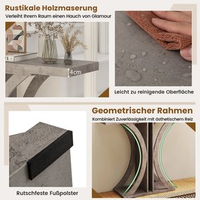 Costway Úzký konzolový stolek s geometrickým kovovým rámem v industriálním stylu