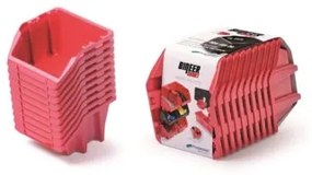 Set úložných boxů 10ks BINEER SHORT 187x158x114 mm červený