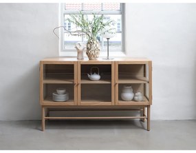 Vitrína z dubového dřeva v přírodní barvě 88x140 cm Elba – Unique Furniture