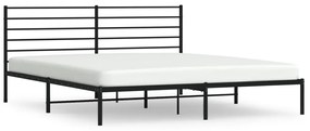 Kovový rám postele s čelem černý 193 x 203 cm,  352325