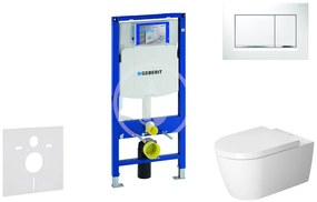 Geberit - Modul pro závěsné WC s tlačítkem Sigma30, bílá/lesklý chrom + Duravit ME by Starck - WC a sedátko, Rimless, SoftClose