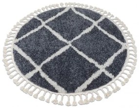 Dywany Luszczow Kusový koberec kulatý BERBER CROSS B5950, šedá bílá Rozměr koberce: 120 cm KRUH