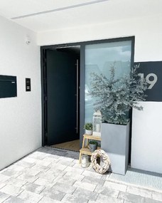 Hranatý květináč BLOCK, sklolaminát, výška 80 cm, beton design