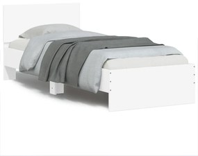 Rám postele s čelem a LED osvětlením bílý 90 x 200 cm