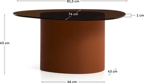 Hnědý konferenční stolek se skleněnou deskou 74x81,5 cm Olir – Kave Home