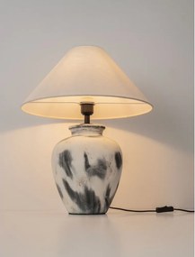 Bílá/šedá keramická stolní lampa s textilním stínidlem (výška 55 cm) Lupe – Nova Luce