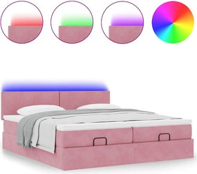 Osmanský rám postele s matrací růžová 200x200cm samet 3312916
