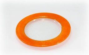 BDK-GLASS Kulaté talíře BAND - s oranžovým okrajem Průměr: 20cm