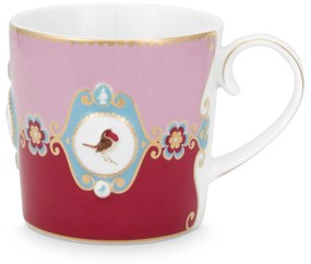 Pip Studio Love Birds Medallion hrnek 165ml, červeno-růžový (malý hrnek 165ml)