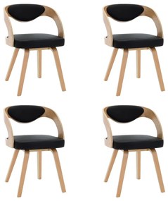 Jídelní židle 4 ks černé ohýbané dřevo a umělá kůže - Default Title