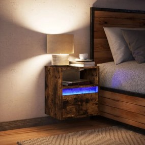 Nástěnný noční stolek s LED osvětlením kouřový dub 3307983