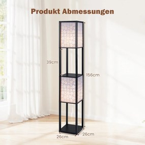 Costway 2 žárovková stojací lampa s 2 policemi Stojací lampa s 2 vyříznutým