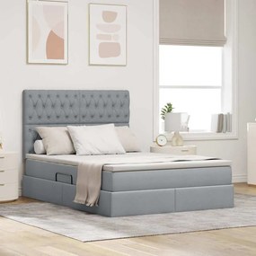 Postel s úložným prostorem a matrací Světle šedá 140 x 190 cm 3371841