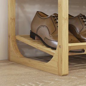 HOMCOM Botník, Stojan na boty se 4 úrovněmi z bambusu, pro max. 12 párů bot, policový botník s rukojetí do předsíně, ložnice, 76 x 33 x 67 cm, Přírod…