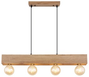GLOBO Závěsné dřevěné svítidlo nad jídelní stůl ERNA, 4xE27, 60W, hnědé 15655-4H