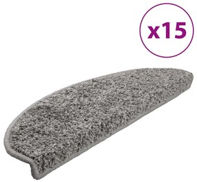 vidaXL Marketos Schodové rohože 15 ks 65 x 21 x 4 cm šedé, půlkulaté, velké