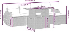 6dílná zahradní sedací souprava s poduškami černá polyratan 3275806