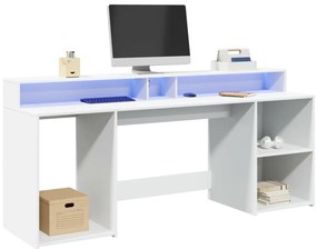 Psací stůl s LED světly bílý 200 x 55 x 91 cm kompozitní dřevo 3309438
