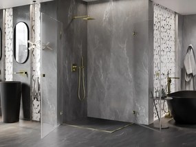 Mexen Lunar-B Duo, výklopný sprchový kout 100 x 85 cm, 8mm čiré sklo, zlatý profil, 832-100L-085P-50-00