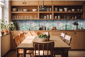 DIMEX | Fototapeta do kuchyně Rozkvetlá louka KI-420-179 | 420 x 60 cm | modrá, zelená, fialová