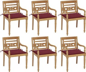 vidaXL Židle Batavia s poduškami 6 ks masivní teakové dřevo [3073323] Barva: Zelená