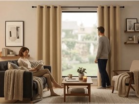 Závěs OXFORD 140x270 cm, béžový Zavěšení: Řasící páska