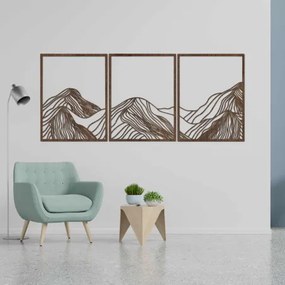 Třídílný dřevěný obraz Hory, Moderní 3D dekorace na zeď | SENTOP HDF0478