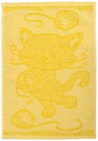 Vesna | Dětský žakárový ručník KOČIČKA 30x50 cm žlutý
