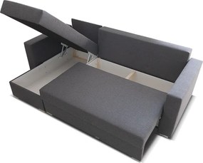 Rohová rozkládací sedací souprava do L MAURICIUS, 239 cm, s úložným prostorem Roh pohovky: Levý, Barva látky: Modro-šedá (Kronos 26)