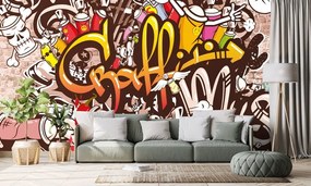 Tapeta veselá graffiti stěna - 150x100