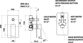 Sapho Sapho, FORATA podomítková sprchová baterie, 2 výstupy, chrom